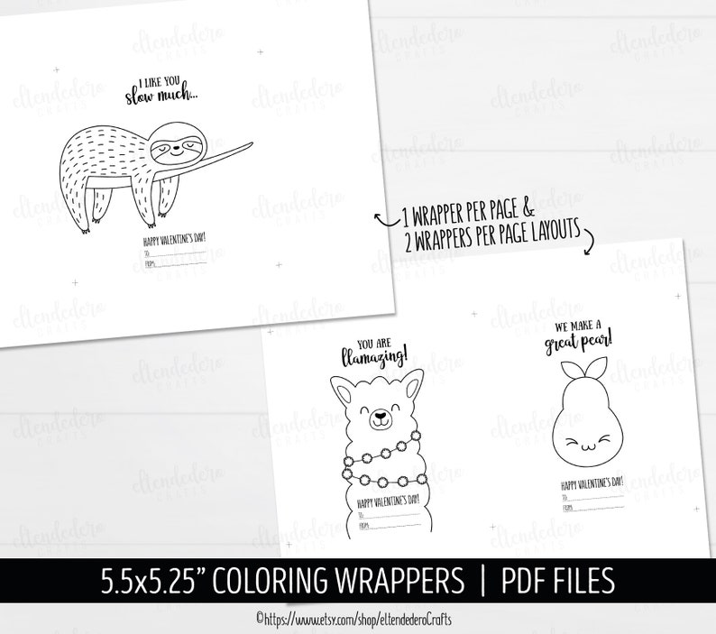 Kids Valentines Coloring Chocolate Bar Wrappers. Classroom Large Candy ...