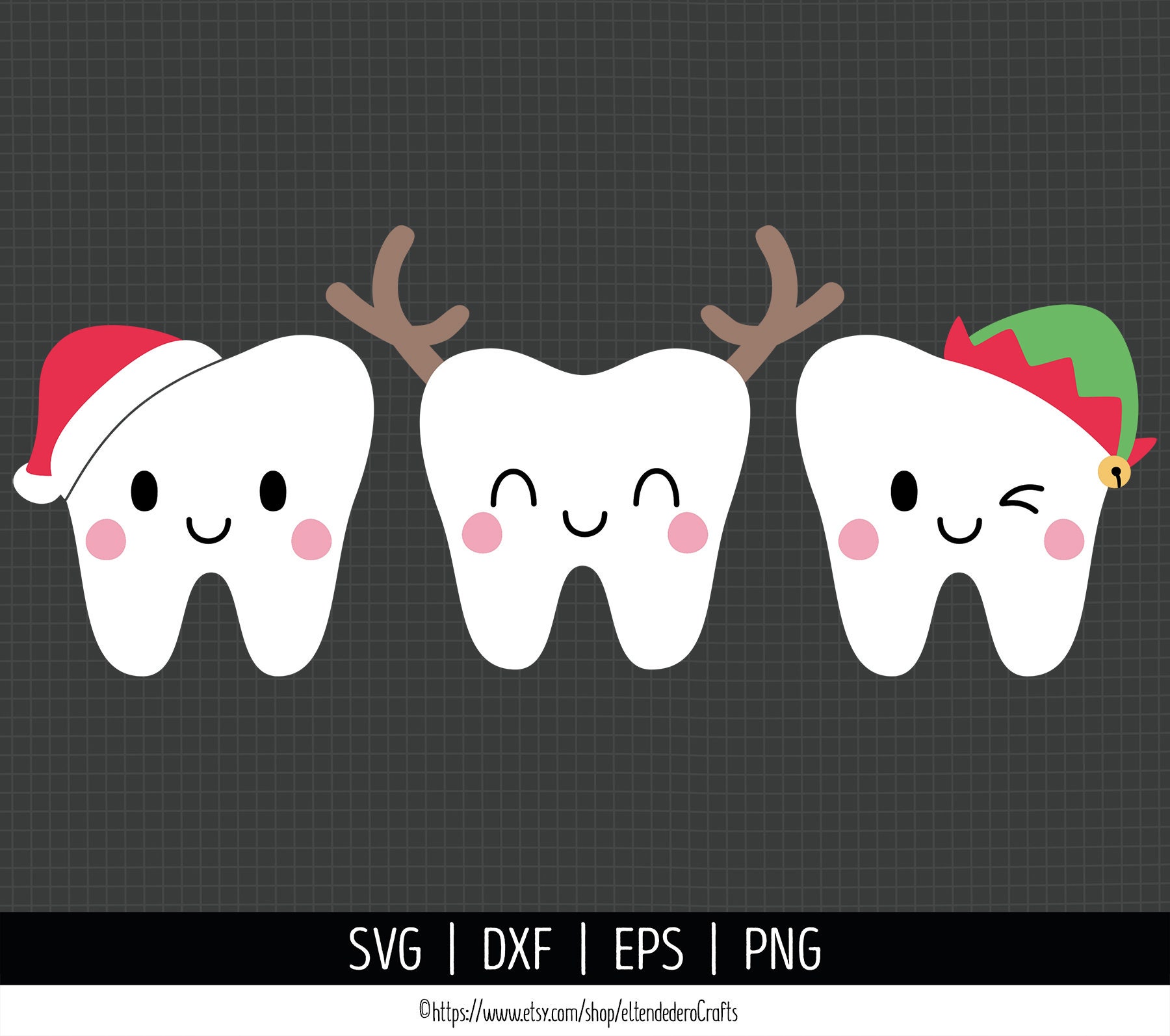 Christmas Tooth Fairy SVG. Santa Tooth, Elf Tooth, Reindeer Tooth Cut ...
