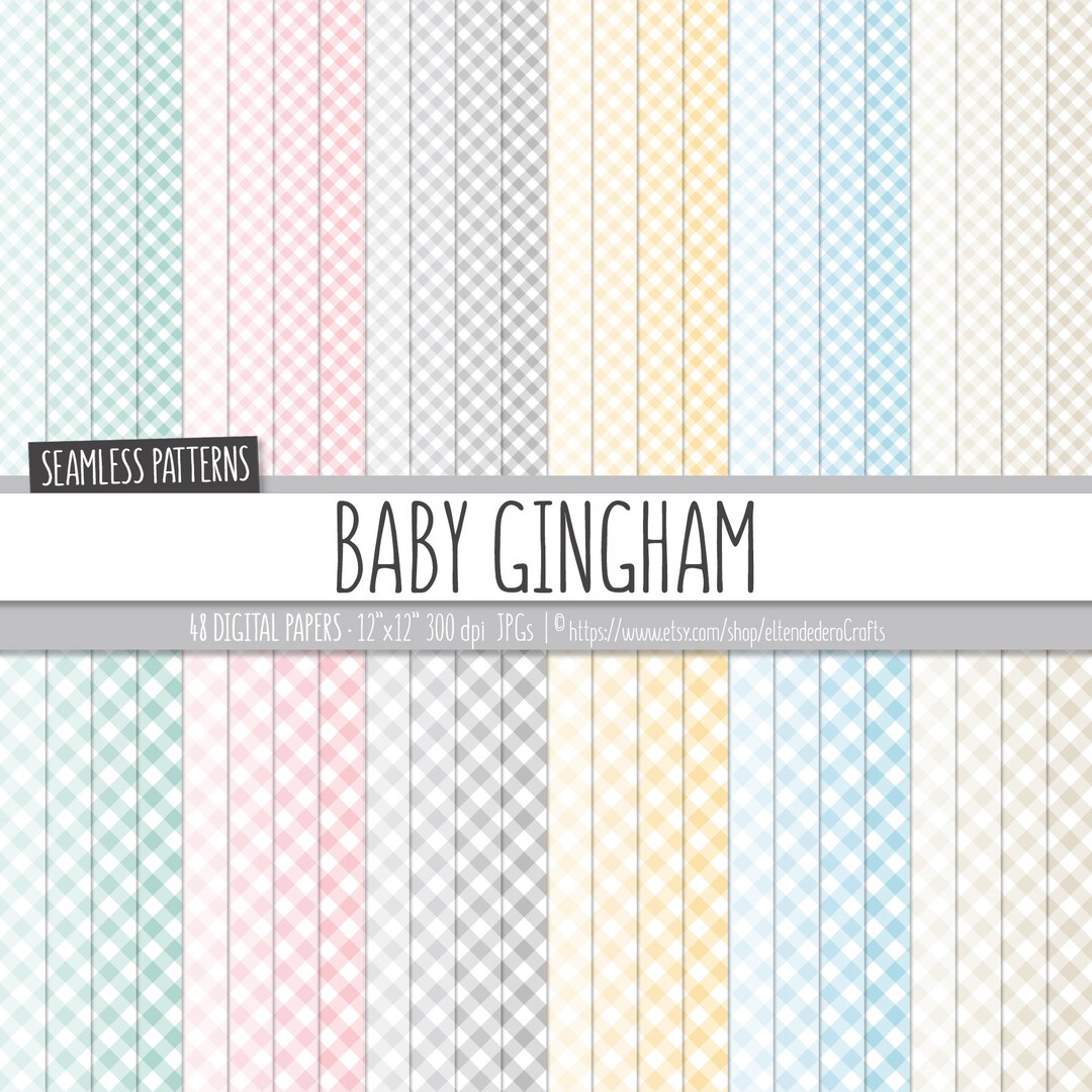 Gingham Digital Paper Pack. Pastel Tablecloth Backgrounds. Pale Colors ...