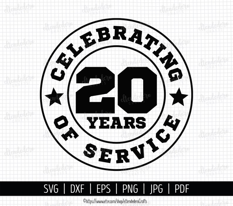 20 Years of Service SVG. Work Anniversary Shirt Files Cutting - Etsy