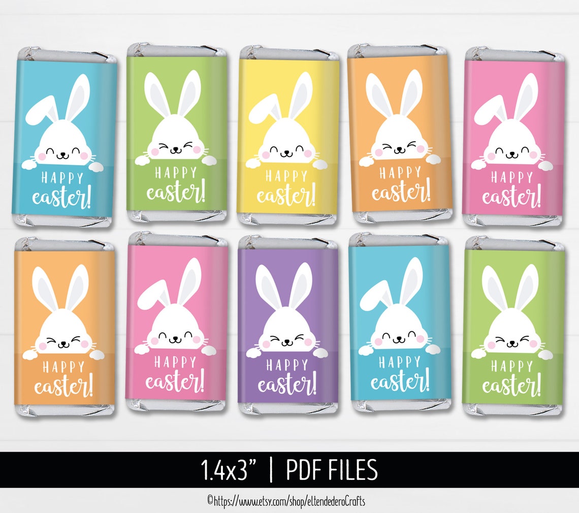Easter Mini Candy Bar Wrappers. Classroom Happy Easter Bunny | Etsy