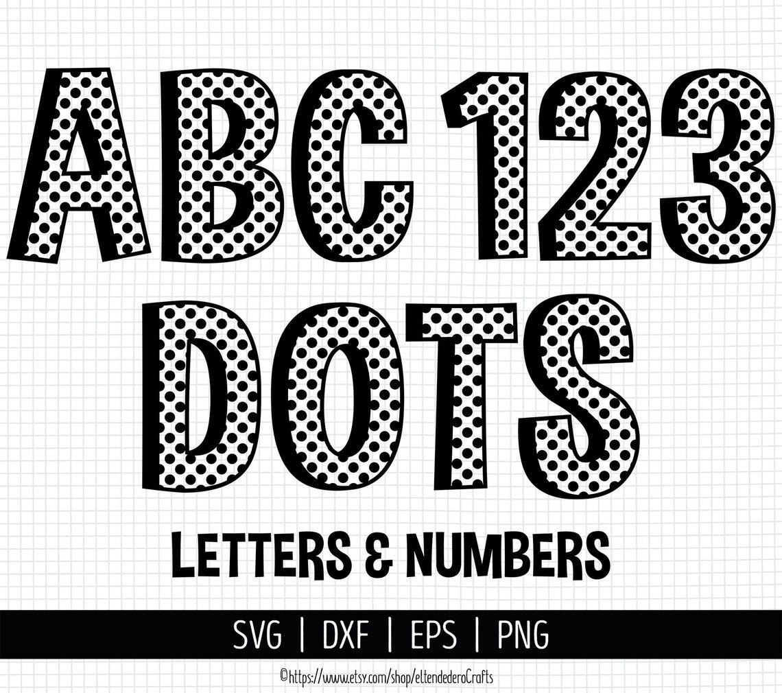 Polka Dot Alphabet SVG. Dots Pattern Font Clipart. Letters and Numbers ...