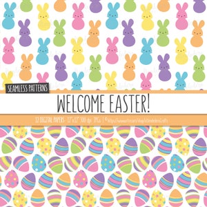 Easter Digital Paper Package. Kids Easter Seamless Patterns With Cute ...