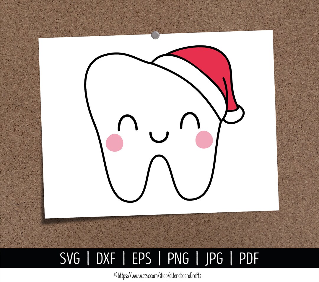 Christmas Tooth Fairy SVG. Cute Tooth With Santa Hat Cut - Etsy