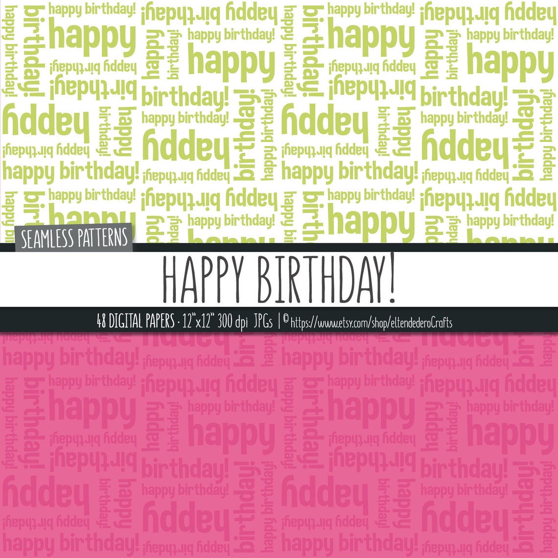 Birthday Digital Paper Set. Rainbow Happy Birthday Patterns. - Etsy
