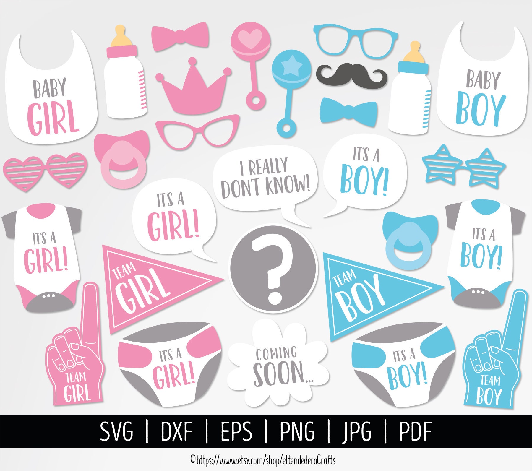 Gender Reveal Photo Booth Props SVG. Team Girl Team Boy Vector - Etsy UK