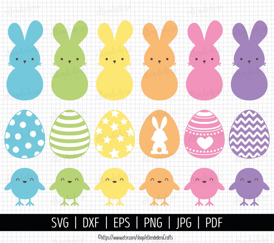 Easter Bunny SVG. Cute Bunnies Clipart PNG. Baby Easter Chicks Cut ...