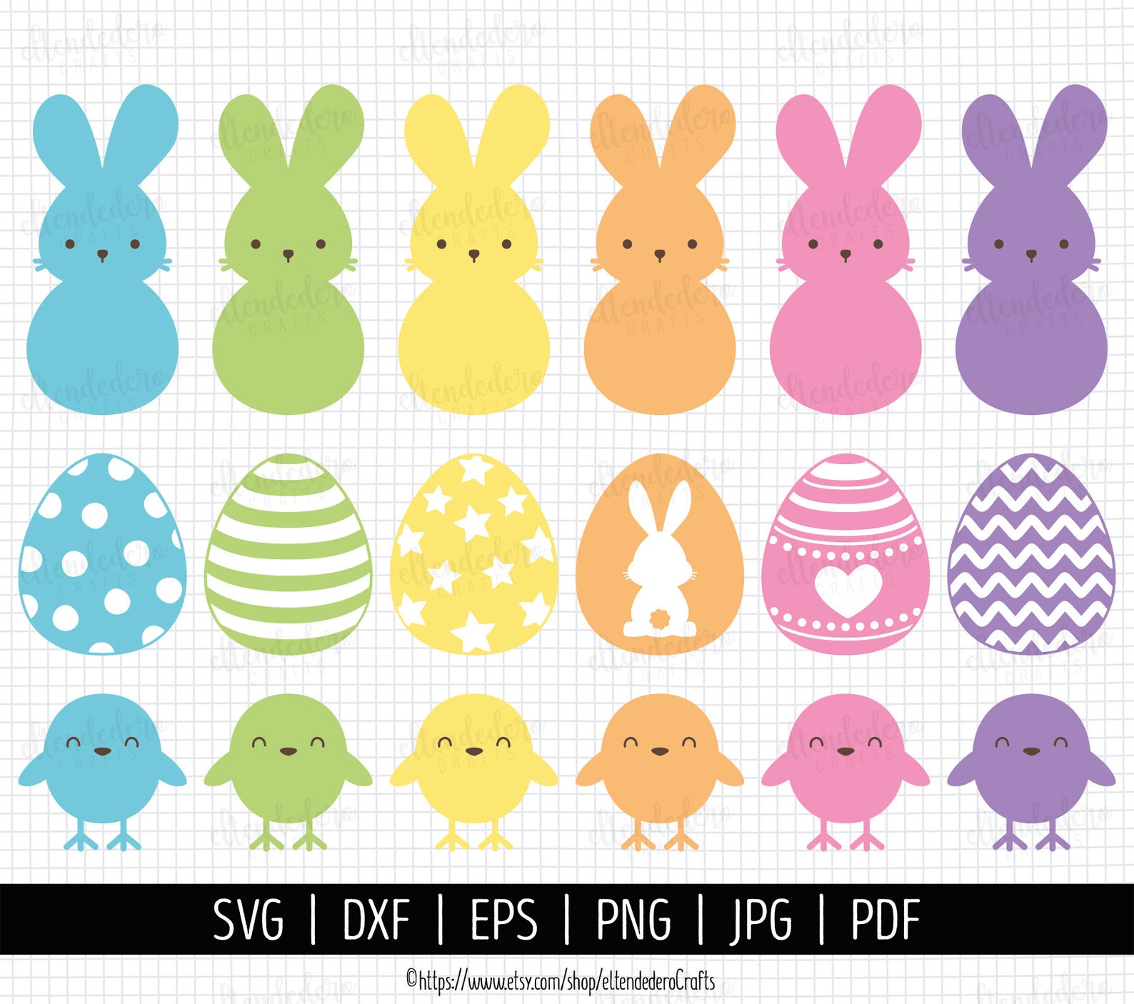 Easter Bunny SVG. Cute Bunnies Clipart PNG. Baby Easter Chicks - Etsy