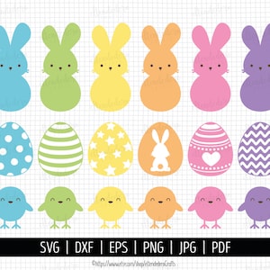 Easter Bunny SVG. Cute Bunnies Clipart PNG. Baby Easter Chicks Cut ...
