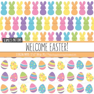 Easter Digital Paper Package. Kids Easter Seamless Patterns With Cute ...