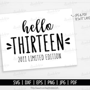 Hello Thirteen SVG Cut File. 13th Birthday Shirt Vector for Cutting ...