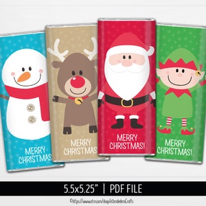 PRINTABLE Christmas Chocolate Bar Wrappers. Kids Classroom Treat Decor ...