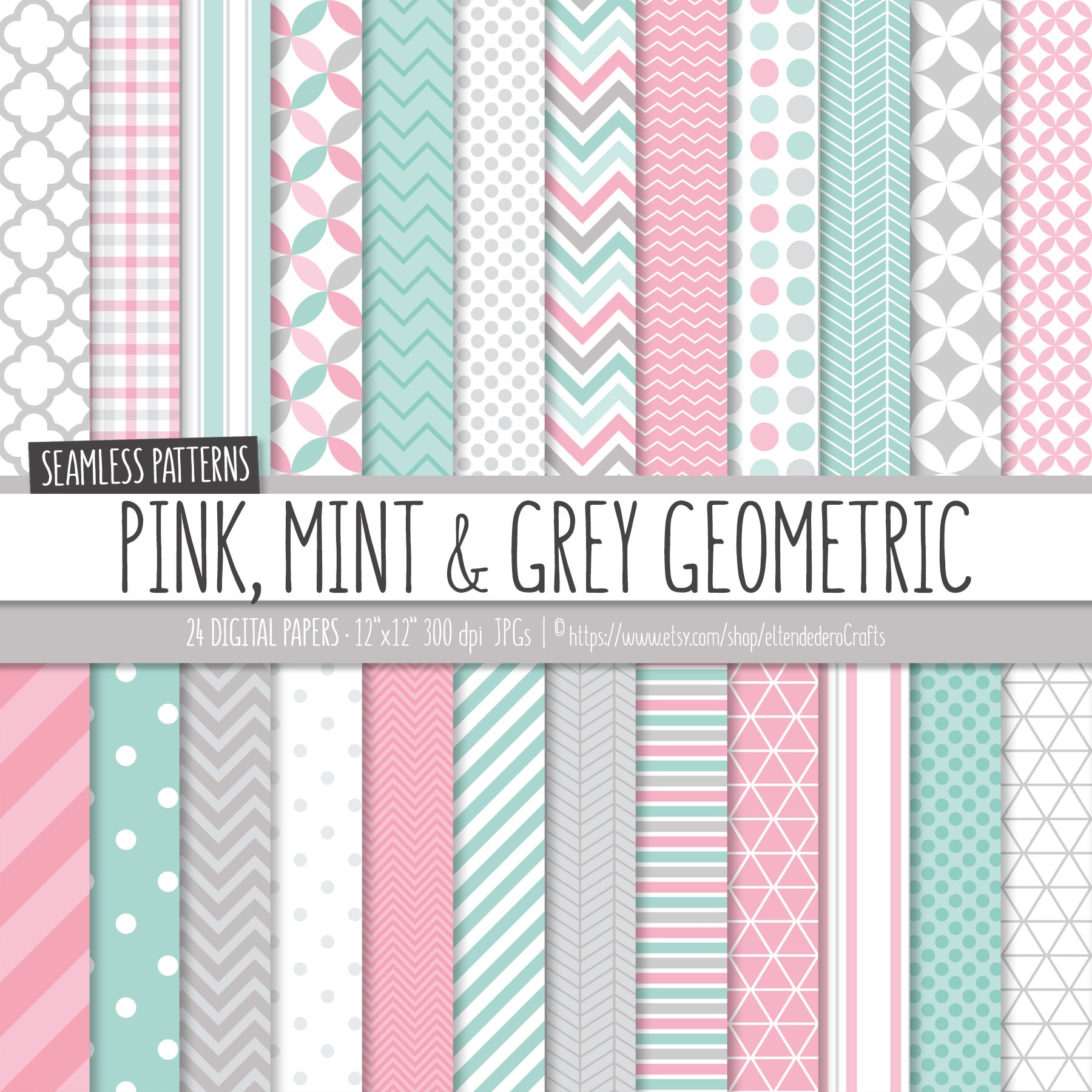 Paper Paper Ephemera Paper & Party Supplies Seamless Pattern Instant ...