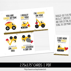 Construction Valentine Cards. Truck Kids Valentines Printable Favor ...