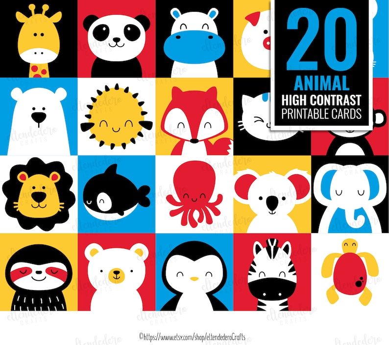 PRINTABLE High Contrast Baby Cards. Monochrome Sensory Flash Cards ...