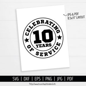 10 Years of Service SVG. Work Anniversary Shirt Files Cutting - Etsy