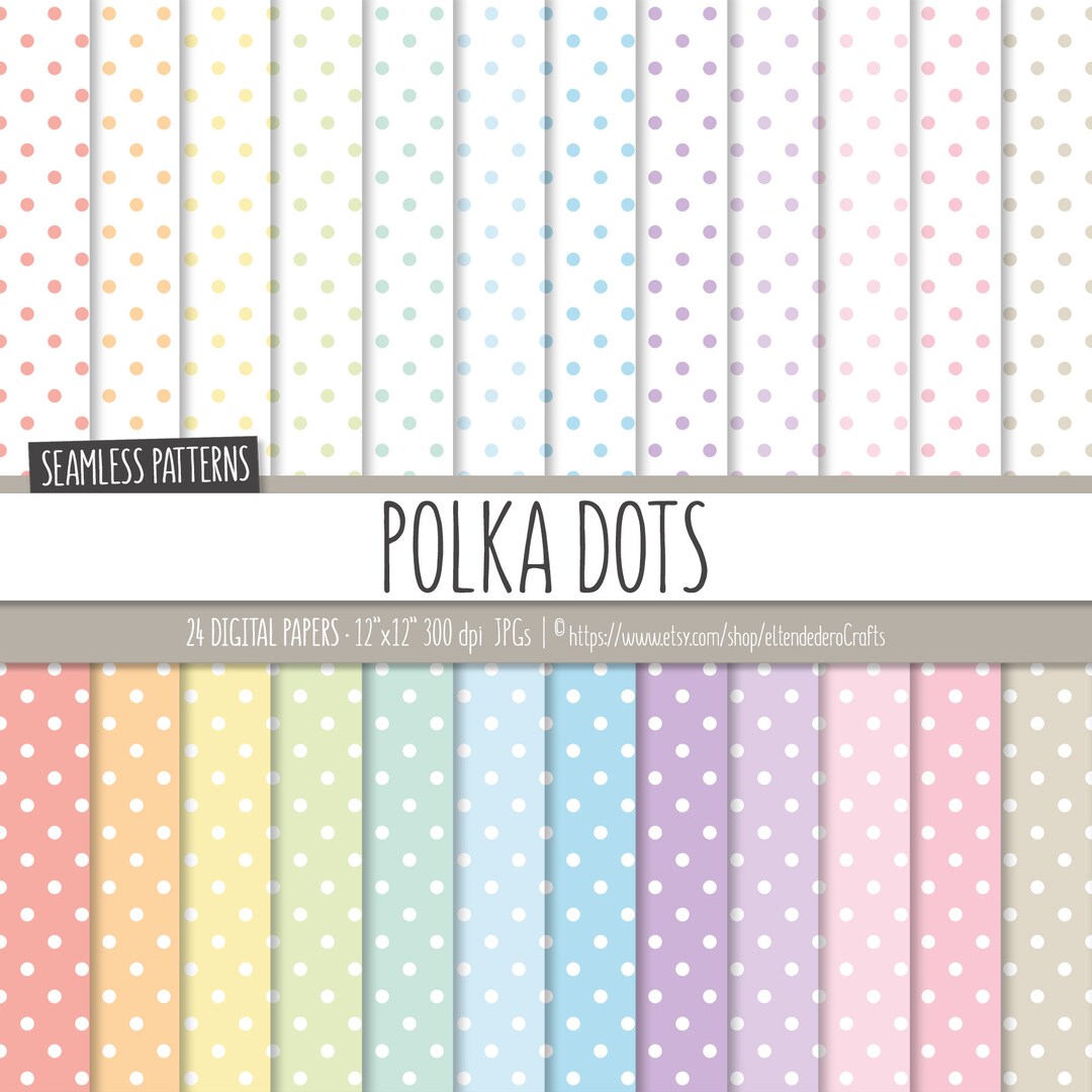 Pastel Polka Dot Digital Paper Set. Soft Colors Dotted Backgrounds ...