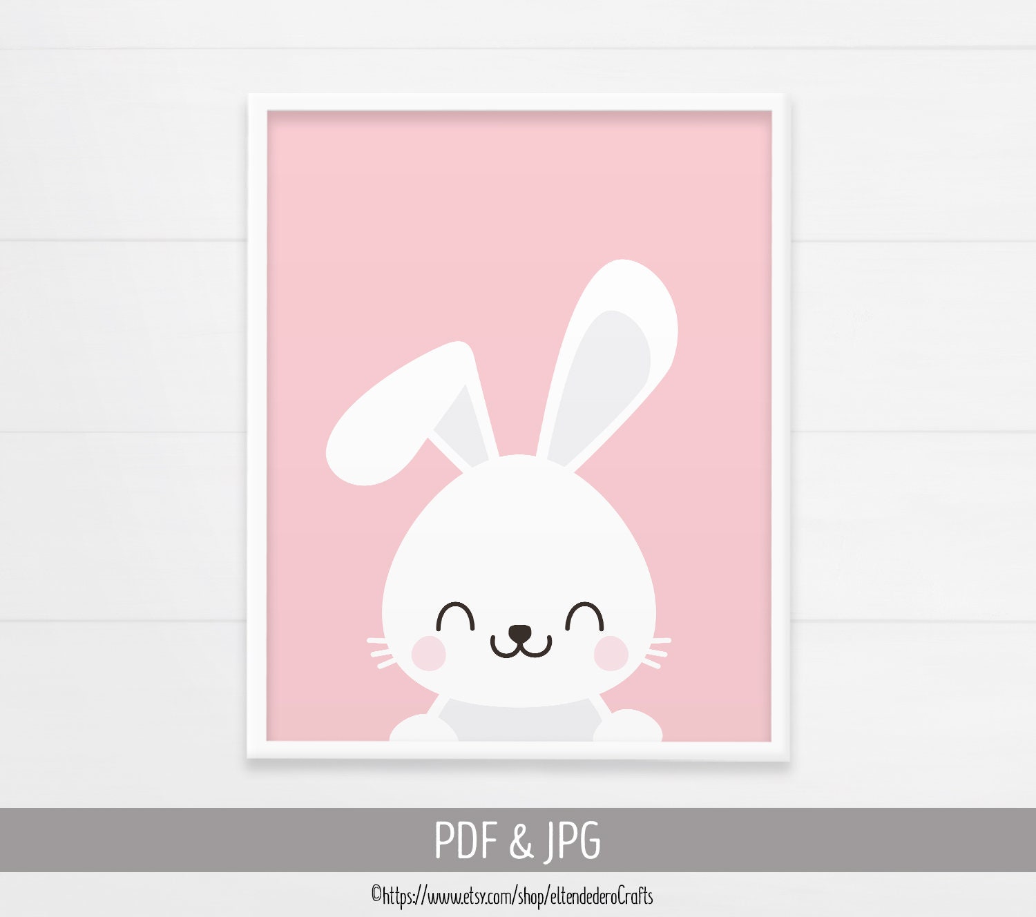 PRINTABLE Bunny Nursery Decor. Pink Baby Bunny Wall Art. Cute | Etsy