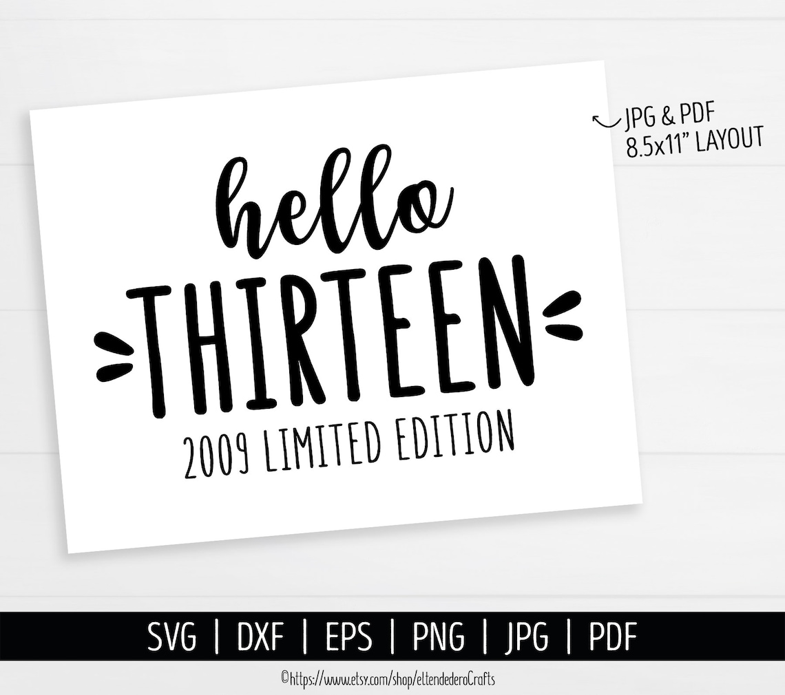 Hello Thirteen SVG Cut File. 13th Birthday Shirt Vector for - Etsy