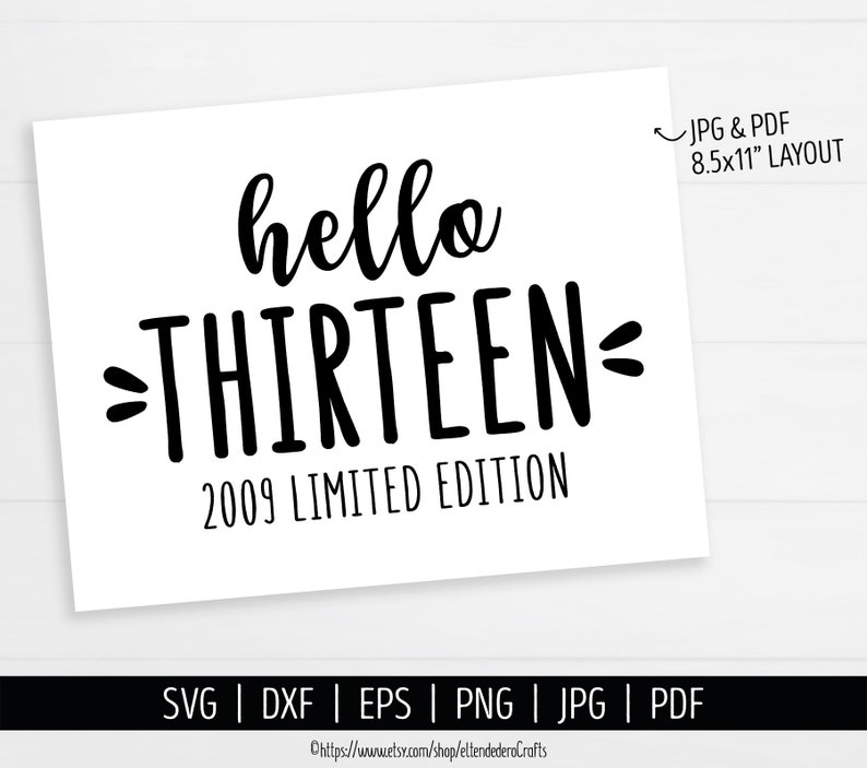 Hello Thirteen SVG Cut File. 13th Birthday Shirt Vector for - Etsy