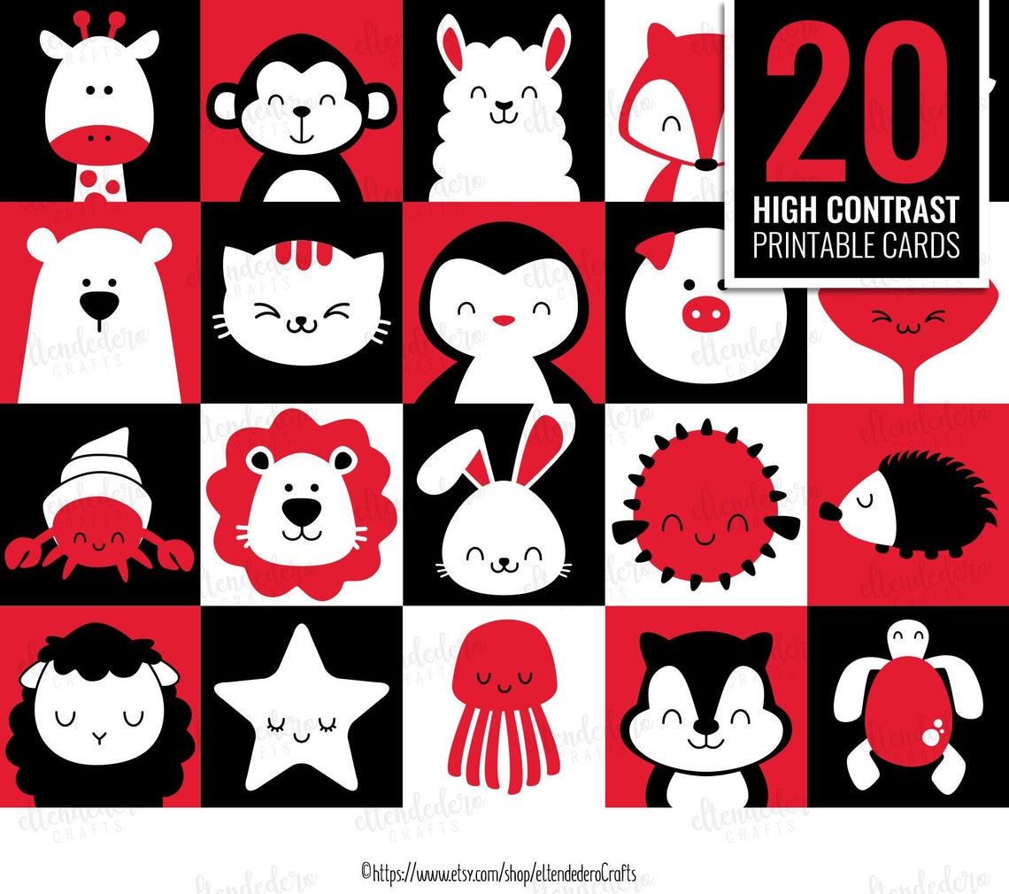 PRINTABLE High Contrast Baby Cards. Monochrome Sensory Flash - Etsy