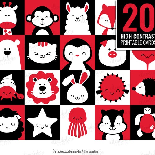 PRINTABLE High Contrast Baby Cards. Monochrome Sensory Flash - Etsy