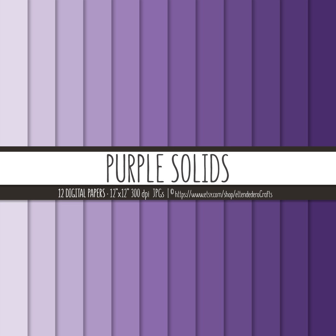 Purple Solids Digital Paper Set. Plain Purple Backgrounds. Monochrome ...