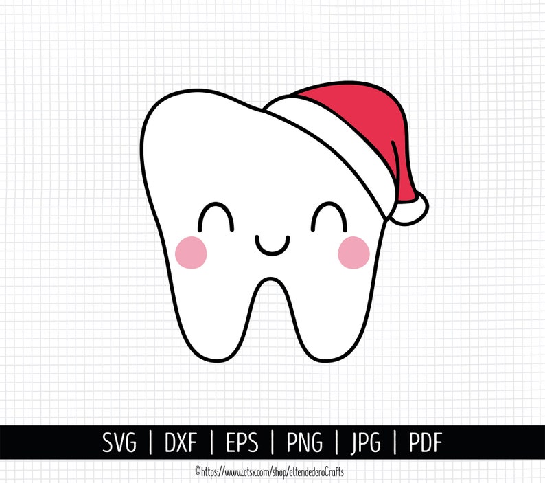 Christmas Tooth Fairy SVG. Cute Tooth With Santa Hat Cut - Etsy