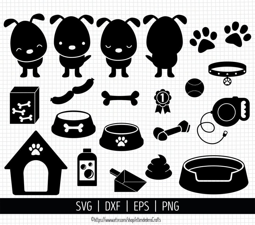 Dog SVG Bundle. Pet Care PNG Clipart. Vector Dog Paw Prints. Doggie ...