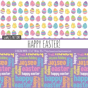 Easter Digital Paper Package. Kids Easter Bunny Seamless Patterns With ...