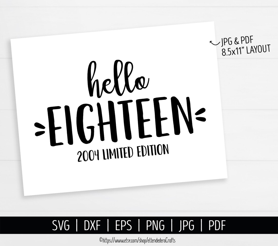 Hello Eighteen SVG Cut Files. 18th Birthday Shirt Vector - Etsy