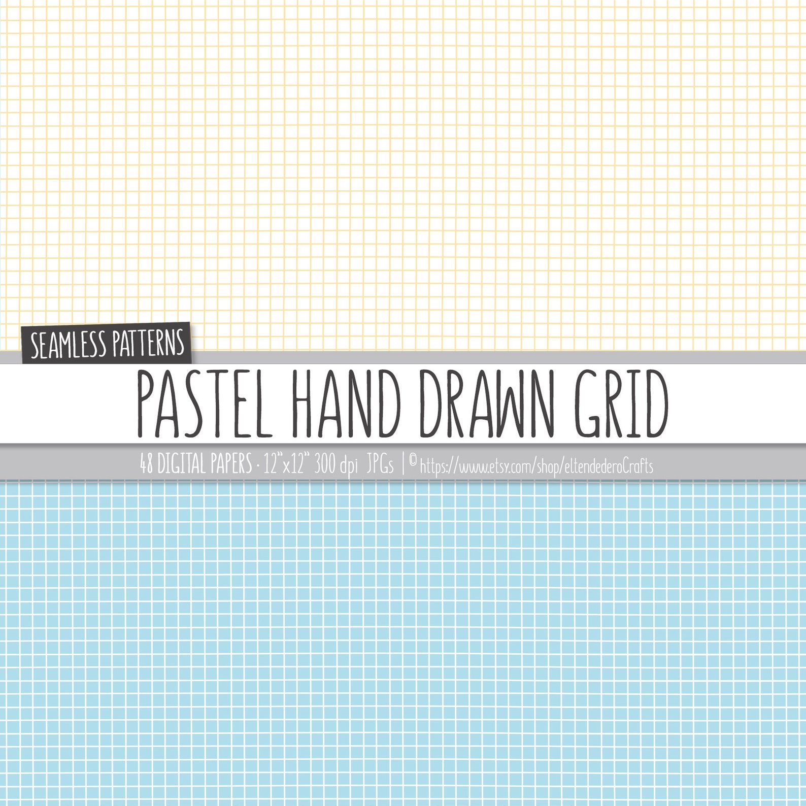 Pastel Hand Drawn Grid Digital Paper Set. Baby Graph Backgrounds ...