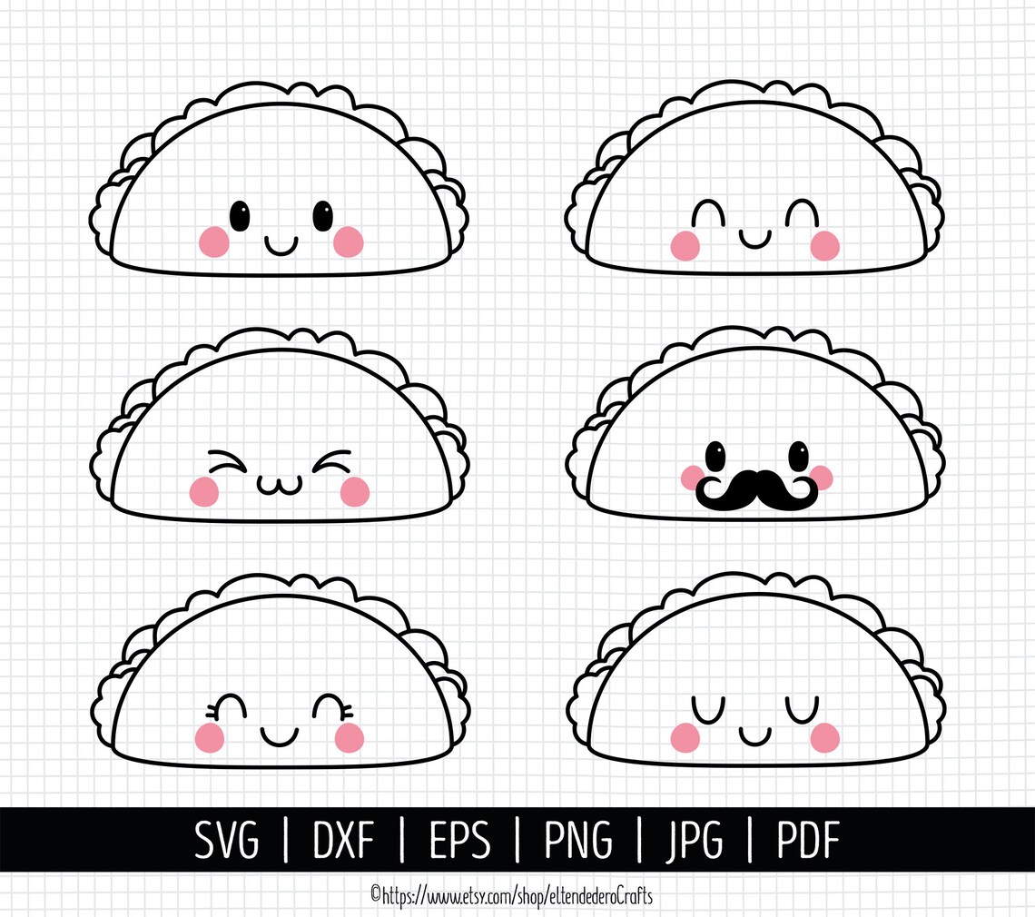 Taco SVG. Cinco De Mayo Cut Files. Mexican Food SVG Kawaii | Etsy