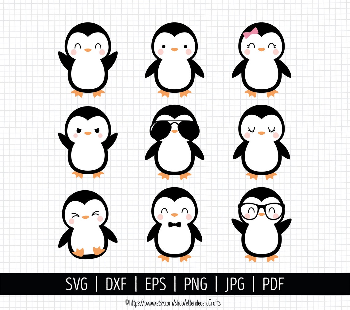 Penguin SVG. Baby Girl and Boy Penguins PNG Clipart. Kids | Etsy