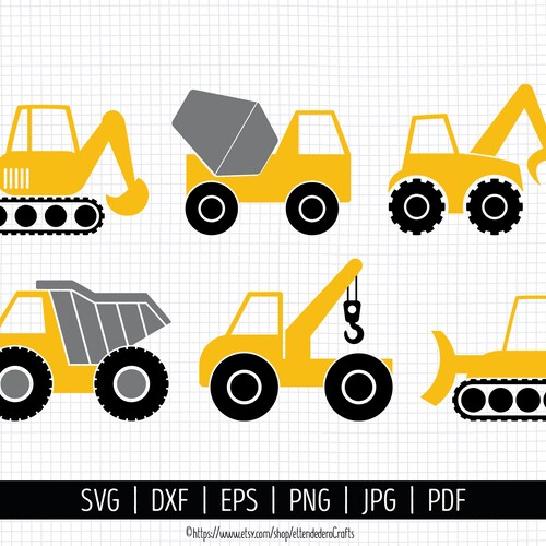 Construction Truck SVG. Vector Construction Vehicles - Etsy