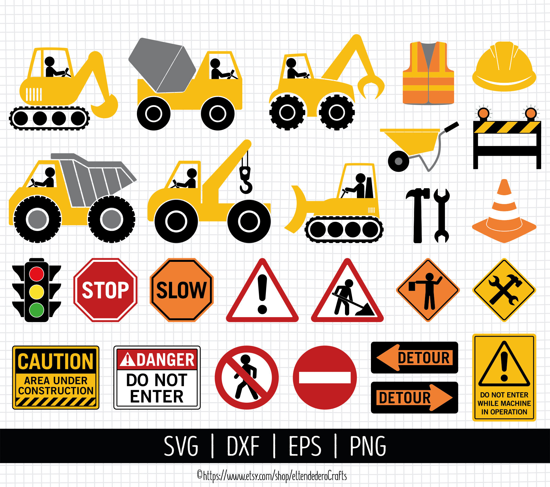 Construction Truck SVG. Vector Construction Signs Clipart - Etsy