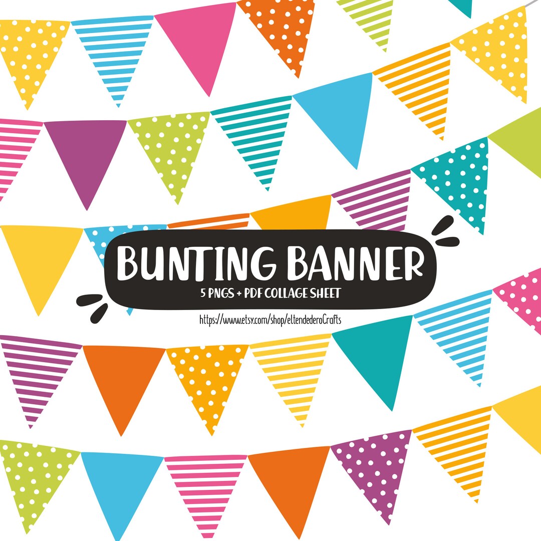 Bunting Banner Clipart. Birthday PNG Clip Art. Doodle Party Banner ...