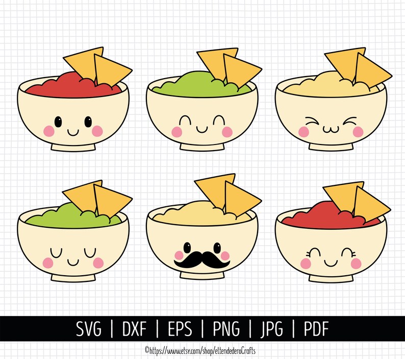 Nachos in a Bowl SVG. Mexican Food Cut Files. Kawaii Nacho - Etsy