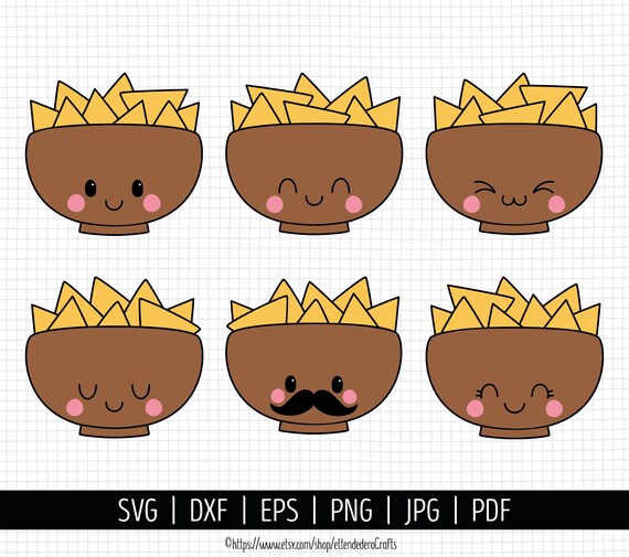 Nachos in a Bowl SVG. Mexican Food Cut Files. Kawaii Nacho | Etsy