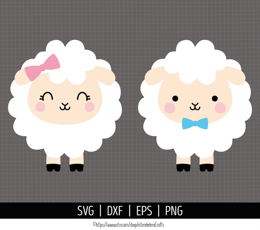 Sheep Girl SVG. Baby Lambs Clipart PNG. Sheep Boy With Bowtie Girl Bow ...