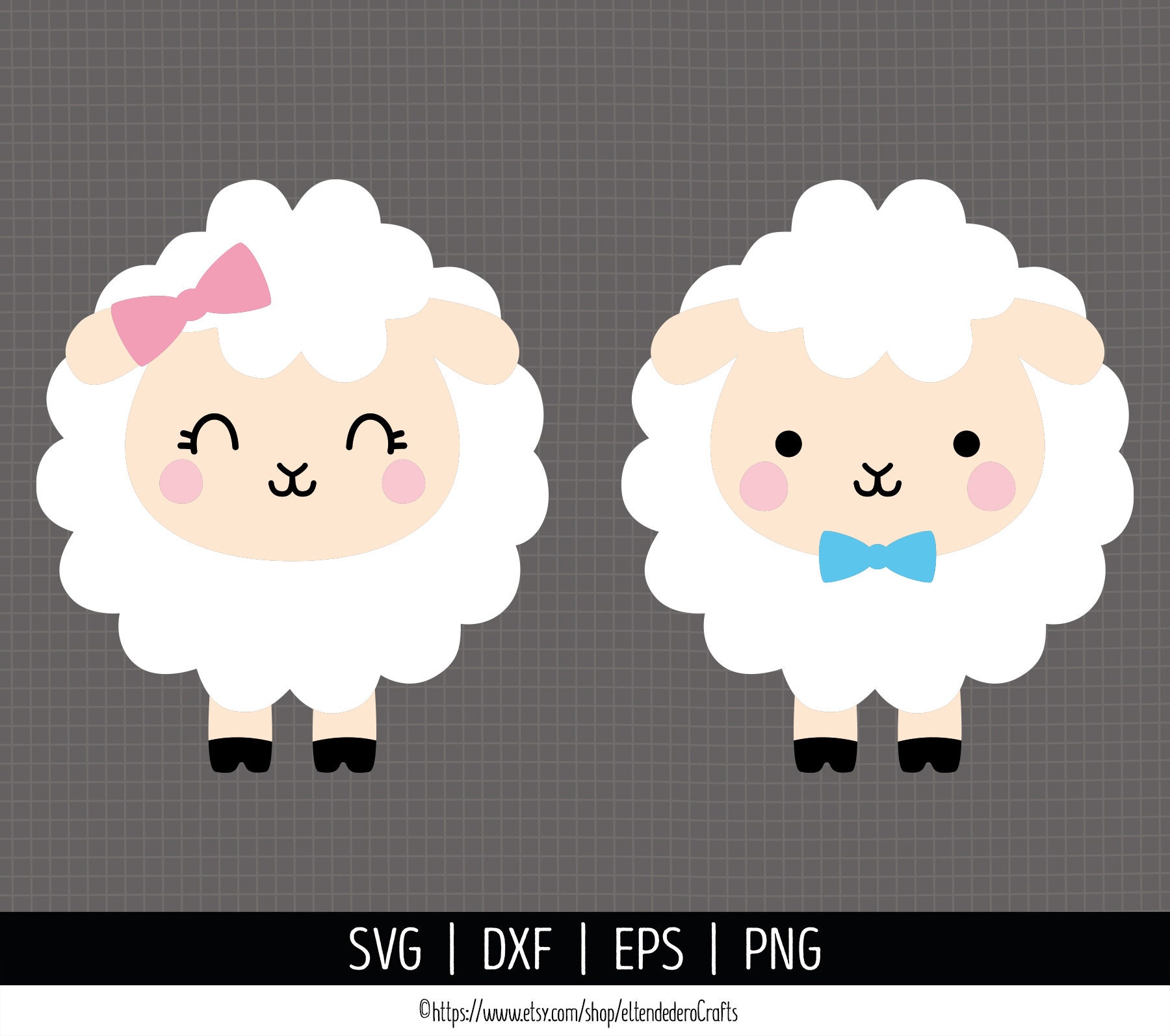Sheep Girl SVG. Baby Lambs Clipart PNG. Sheep Boy With Bowtie Girl Bow ...