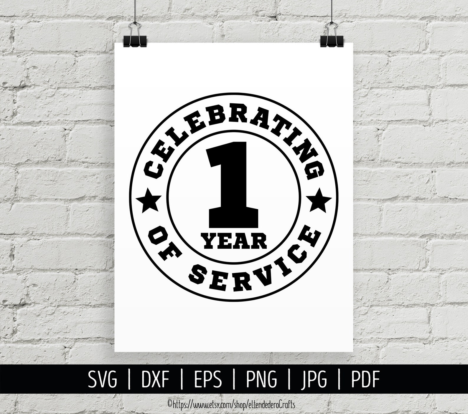 1 Year of Service SVG. Work Anniversary Shirt Files Cutting Machine ...
