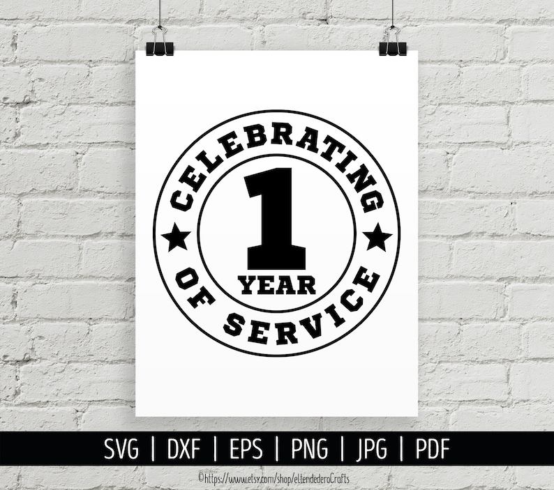 1 Year of Service SVG. Work Anniversary Shirt Files Cutting Machine ...