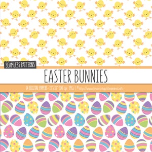 Easter Digital Paper Package. Kids Easter Bunnies Seamless Patterns ...