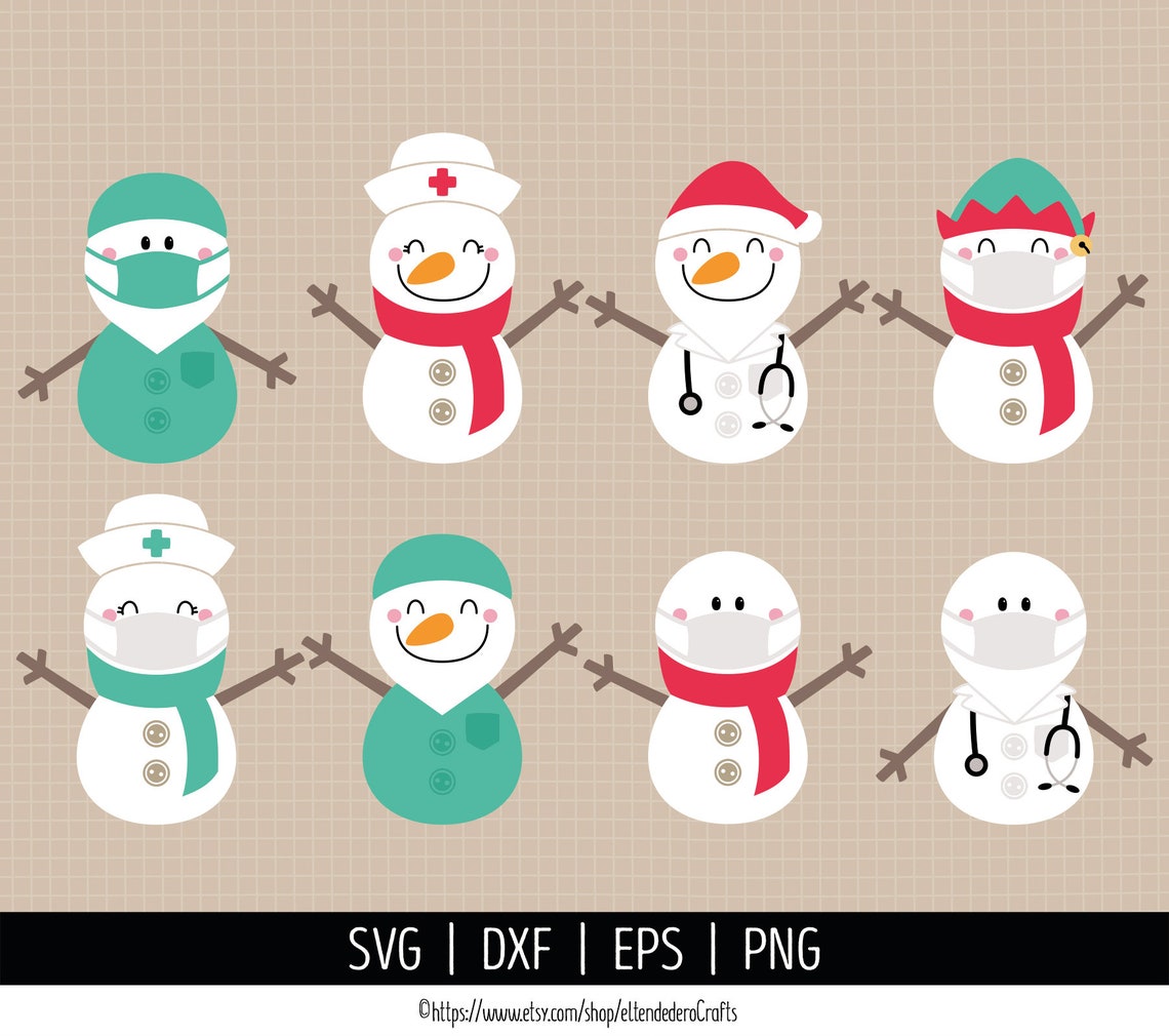 Snowman With Stethoscope SVG. Hospital Workers Clipart. Nurse Hat ...