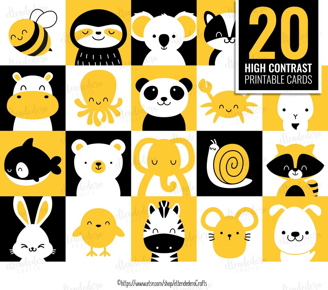 PRINTABLE High Contrast Baby Cards. Monochrome Sensory Flash - Etsy