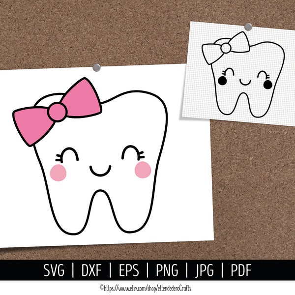Tooth With Bow Svg - Etsy