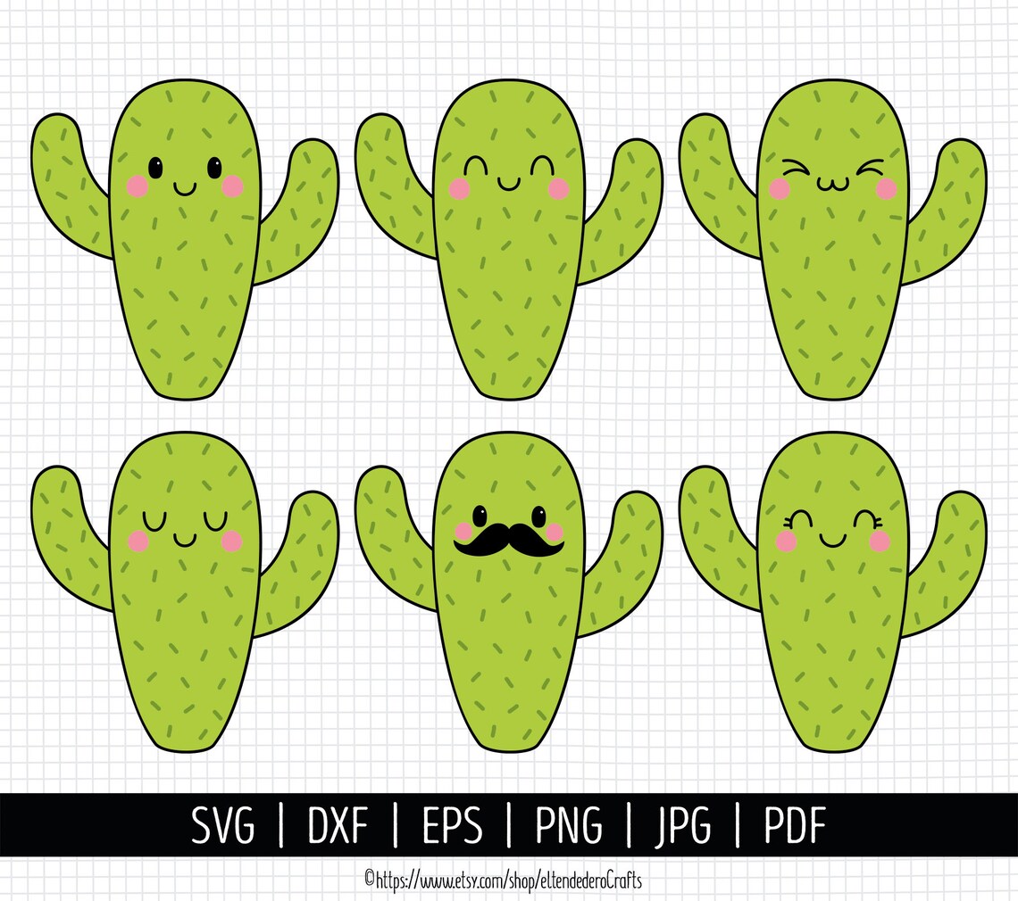 Cute Cactus SVG. Kawaii Cacti Cut Files. Baby Cactus Bundle - Etsy