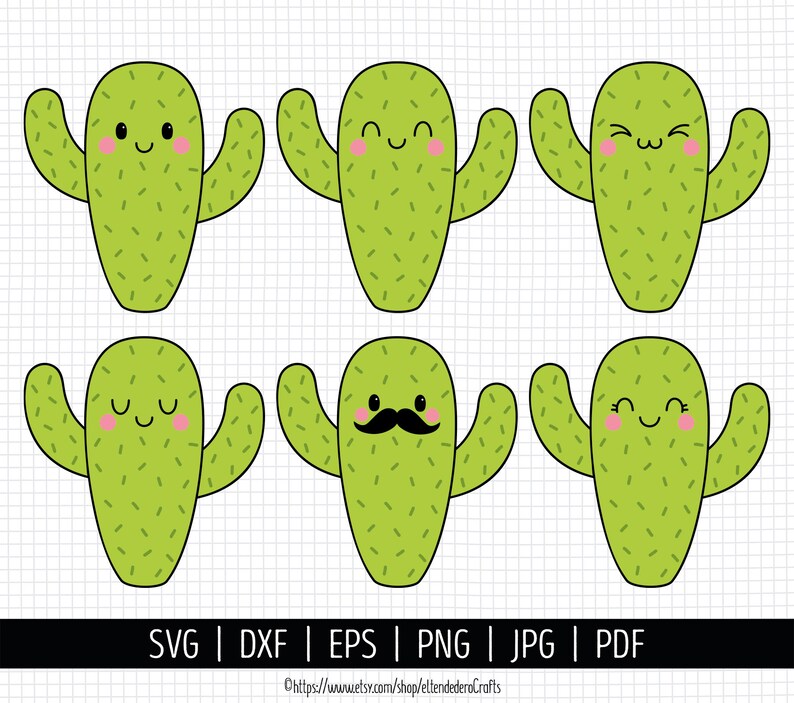 Cute Cactus SVG. Kawaii Cacti Cut Files. Baby Cactus Bundle - Etsy