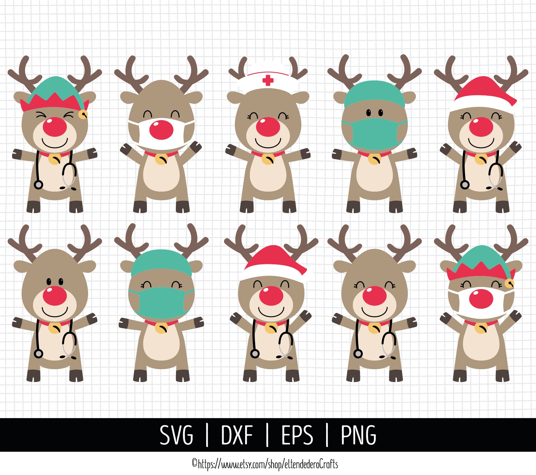 Reindeer With Stethoscope SVG. Hospital Workers Clipart. Nurse - Etsy